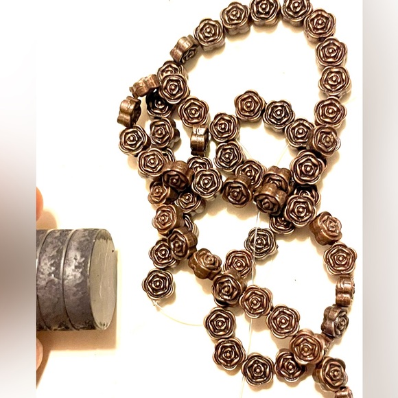 Jewelry | Strand Of 6mm Copper Colored Floral Beads | Poshmark